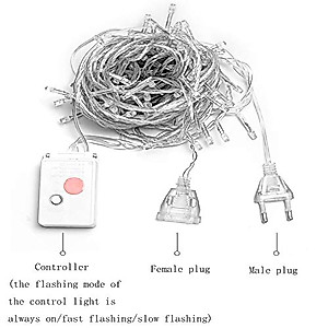 LIUPENGWEI String Lights, 100 LED Fairy Lights Waterproof, 10m Silvery Copper Wire Rope Lights, 24V DC, Christmas Decoration for Home Garden Lawn Wedding Holiday Indoor Party Garden Ghost Light