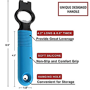 DUNLAGUE Soda Can Opener and Beer Bottle Opener Bartender with 4.2" Long Silicone Handle, Pop Top Can Tab Opener for Long Nails, Bottle Opener for Arthritic Hand and Seniors 1* Blue 1* Green