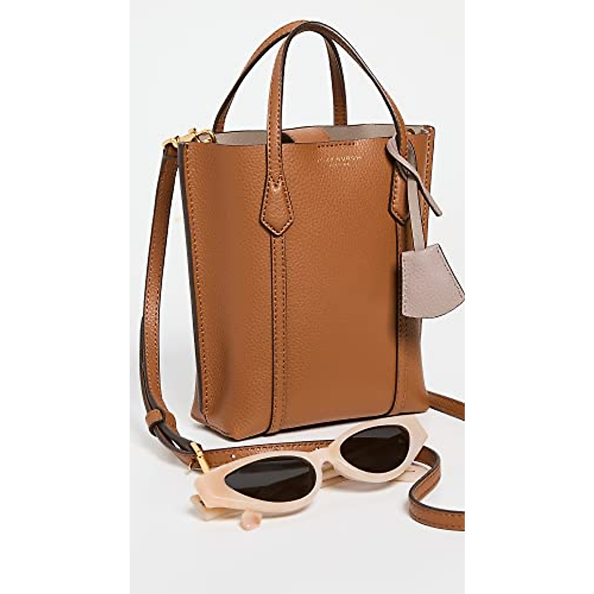Tory Burch Women's Perry Mini Tote, Light Umber, Brown, One Size