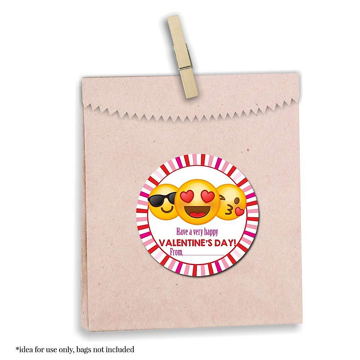 Emoji Heart Valentine Party Favor Sticker Labels, 40 2" Party Circle Stickers by AmandaCreation, Great for Classroom Valentines, Envelope Seals, Gifts & Treats