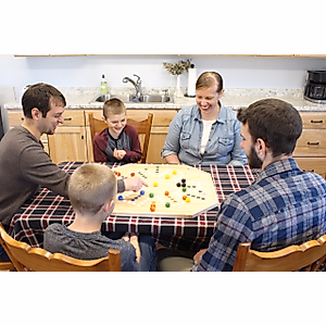 AmishToyBox.com Large Wahoo Marble Game Board Set - 25" Wide - Maple Wood - Double-Sided - with Large 1" Marbles and Dice Included