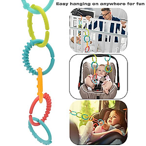 COLVWOFA 24 Pack Baby Rings Link Toys for Hanging Toys, Connecting Rings Toys for Infant Boy Girl, Early Learning Toys Car Seat and Stroller Travel Accessory Set with Storage Box