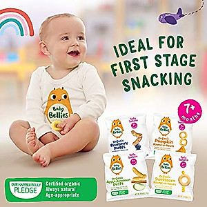 Little Bellies Organic Puffs Baby Snack, Apple & Cinnamon, Pack of 6 Individual Snack Packs, 0.42 Ounce (Pack of 6)
