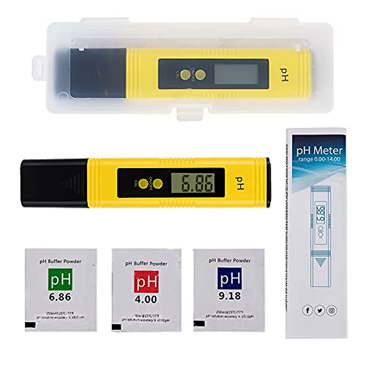 Digital pH Meter, ±0.01 High Accuracy Water Quality Tester Pen with 0-14 pH Measurement Range,for Household Drinking Water, Swimming Pool,Aquarium and Fishpond Water,pH Tester Design with ATC