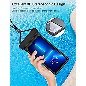 Wellhouse Universal Waterproof Phone Pouch, Waterproof Phone Case Compatible for iPhone 14 13 12 11Pro Max XS Plus Samsung Galaxy S22 Cellphone Up to 7.0", IPX8 3D Cellphone Dry Bag for Vacation-Black