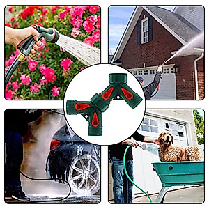 Rierdge 6 Pcs 2 Way Hose Adapter Y Valve Garden Hose Connector Non Rust Spigot Faucet Adapter, 3/4 Garden Hose Y Connectors Plastic Hose Splitter with Faucet Watering Shut Off Valves (Green)
