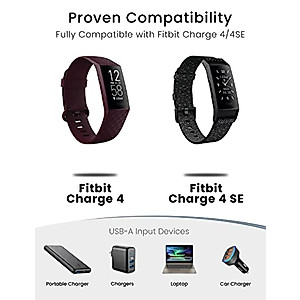 Sinoacc Charger for Fitbit Charge 4 Replacement USB Charging Cable Cord for Fitbit Charge 4 Heart Rate Fitness Wristband 3.3Ft/1M