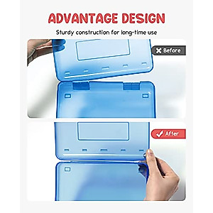 GAMENOTE Plastic Pencil Case Box with Lid Snap Closure, Large Capacity School Supplies Storage Organizer Box for Kids (1)
