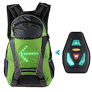LED Reflective USB Rechargeable Backpack with Signal Light, Outdoor Sport Safety Bag with 4 Mode Direction Indicator and Remote Control for Cycling, Running, Walking, Jogging, 18L