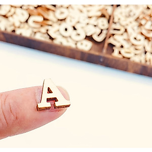 592 Pieces 1/2 Inch Mini Wooden Alphabet Letters and Unfinished Wood Numbers with Rustic Storage Tray for Scrapbooking DIY Crafts Homemade Gifts