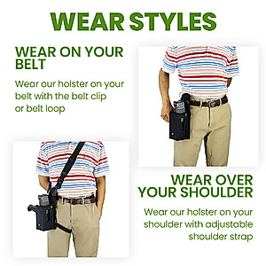 e-Holster Barcode Scanner Holster (Large), Ballistic Nylon Carrying Case Pouch for Pistol-Grip Mobile Computers, with Belt Clip, Belt Loop, Shoulder Strap, for Zebra MC9300, MC9200, MC9500