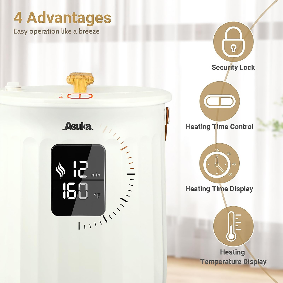 Asuka Bucket Towel Warmers, Luxury Hot Towel Warmer with LED Display for Bathroom, Adjustable Timer & Auto Shut Off, Fits Up to Two 40"X70" Oversized Towels, Bathrobes, Blankets, PJ's and More