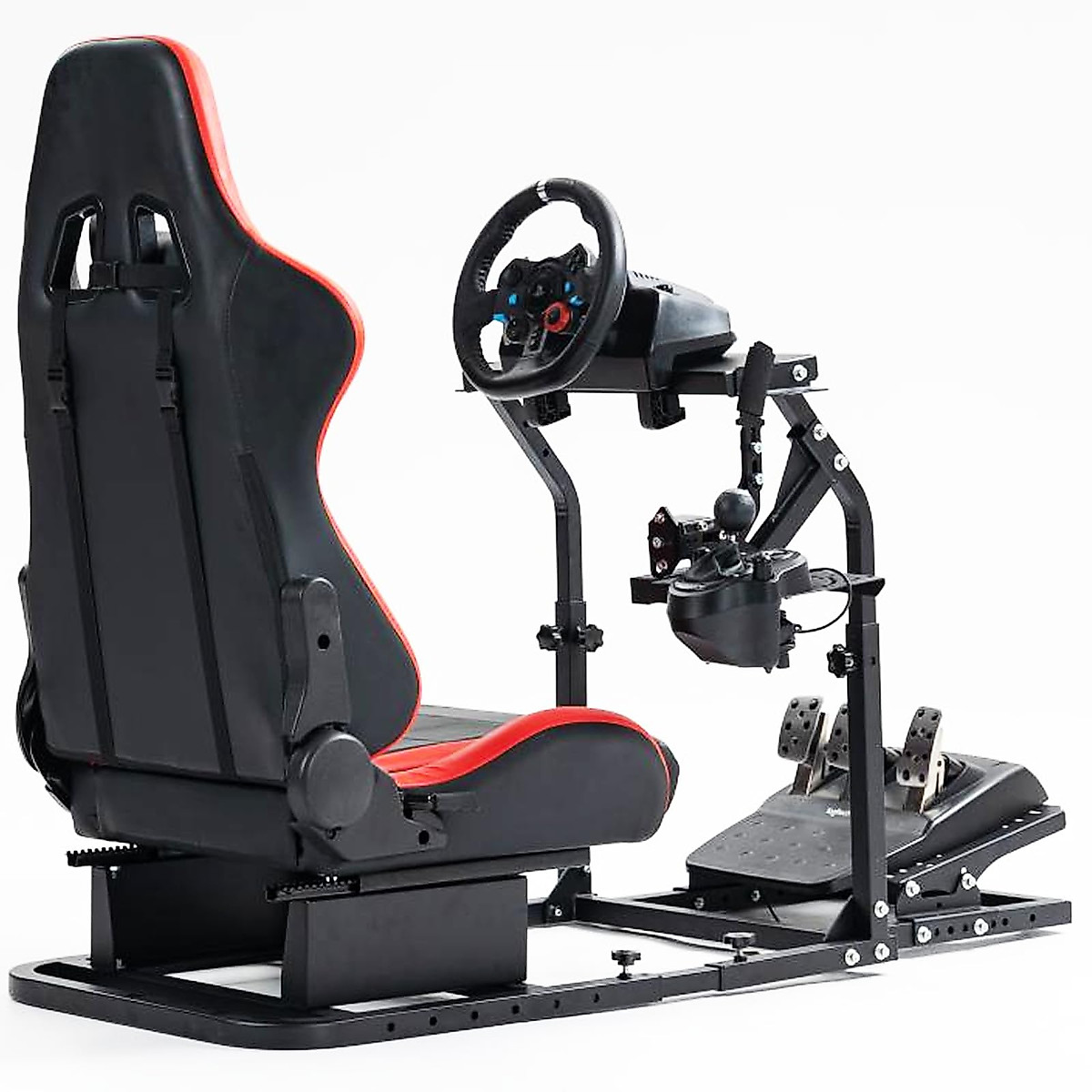 Anman Generic Racing Simulator Cockpit with Racing Seat fit for Logitech Fanatec Thrustmaster G27,G29,G920,T500RS,T300RS,Racing Wheel Stand Video Game fit for PC,PS4,Xbox,Wheel Shifter Pedals Without