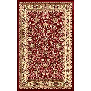 Unique Loom Sialk Hill Collection Area Rug - Washington (5' 3" x 8' Rectangle, Burgundy/ Cream)
