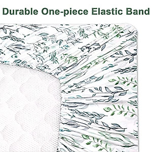 DILIMI Crib Sheet Fitted Crib Sheets for Baby Boys Girls, Ultra-Soft Cotton Blend Baby Sheet Fits Standard Crib and Toddler Mattress, Green Leaf