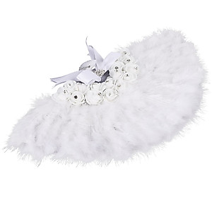 FOMIYES Decor Hand Fan Fans Fan for Bride Feathered Fan Fake Fan 20s Vintage Folding Fan Foldable Fan Bouquet for Bride Festival Fan Decor Rhinestones Wall Fan Miss Wedding White