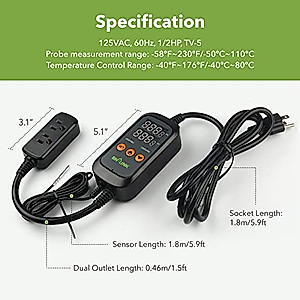 BN-LINK 8" X 12" Reptile Heating Mat & Smart WiFi Digital Temperature Controller Heating Cooling Compatible with Alexa and Google Home for Reptiles Aquarium