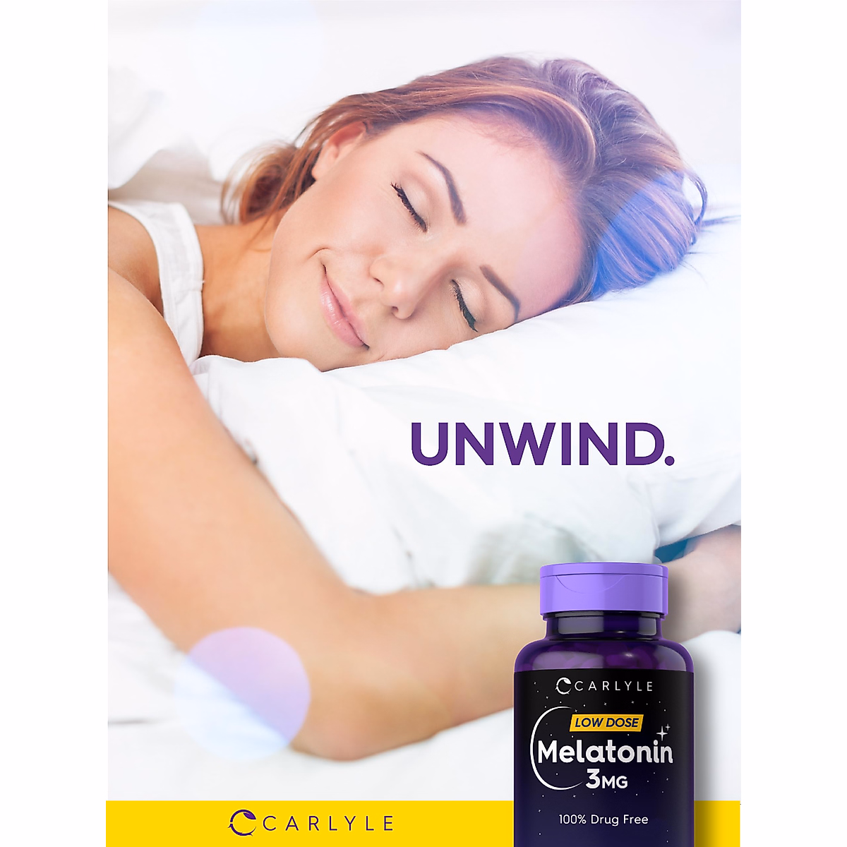 Carlyle Melatonin 3mg | 300 Tablets | Low Dose | Drug Free | Vegetarian, Non-GMO, Gluten Free