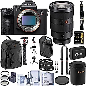Sony Alpha a7R IV Mirrorless Digital Camera (V2) with FE 24-70mm f/2.8 GM Lens Bundle with 128GB V90 SD Card, Backpack, Extra Battery, Charger, Shoulder Strap and Accessories