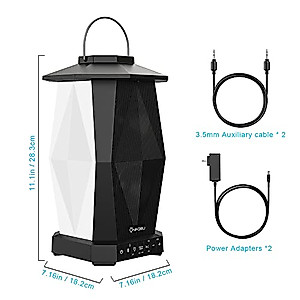 Onforu Outdoor Bluetooth Speakers Waterproof, True Wireless Stereo Lantern Speaker with RGB LED Lights, 2 Pack 50W Led Flame Speaker, Dual Pairing, 20H Playtime, Enhanced Bass for Patio Garden Decor
