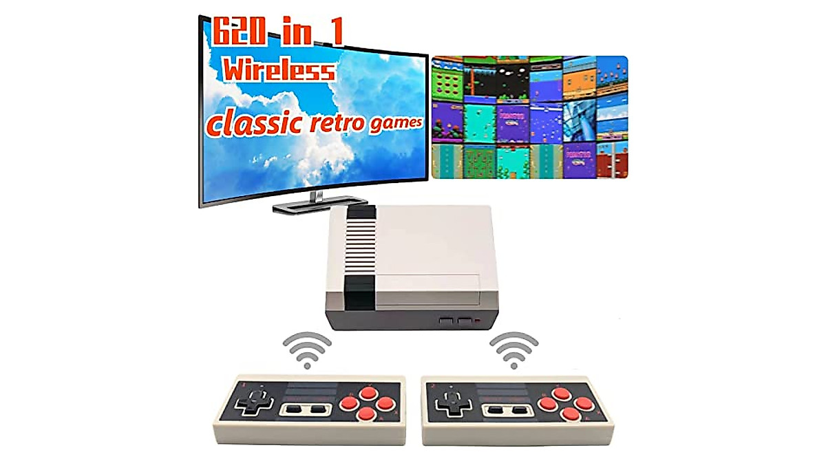 Classic Mini Retro Game Console: 620 Games & Wireless Play