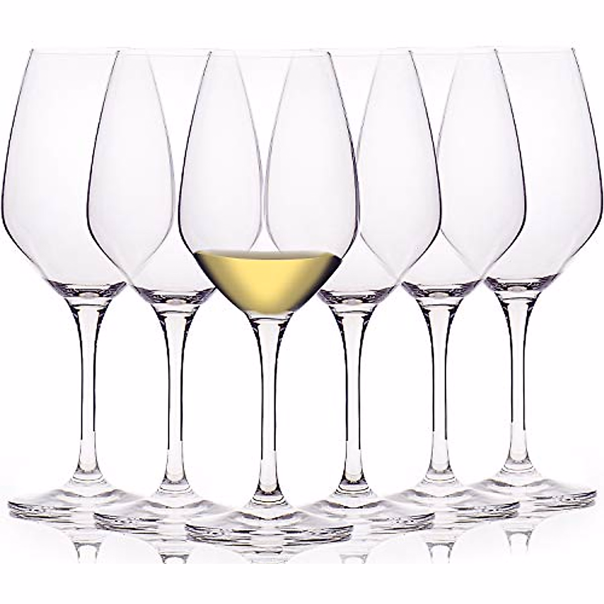 FAWLES Crystal White Wine Glasses Set of 6, 15 Ounce Laser Cut Rim Stemmed Clear Chardonnay Wine Glass Set, Housewarming/Anniversary/Wine Gift Set