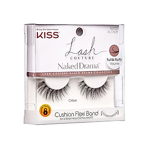 KISS Lash Couture Naked Drama False Eyelashes, Crepe', 10 mm, Cushion Flexi Band, Contact Lens Friendly, Easy to Apply, Reusable Strip Lashes, Includes 1 Pair Fake Eyelashes