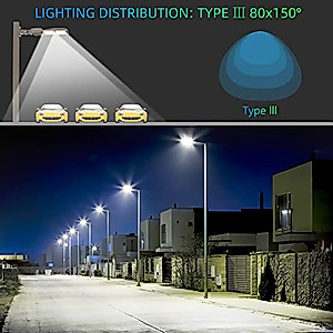 320W LED Parking Lot Lights Arm Mount for Round Square Pole 100-277V 44800LM UL DLC 5000K LED Shoebox Lights Fixtures IP65 Outdoor Commercial Street Area Lighting Replace 1200W Metal Halide HID HPS