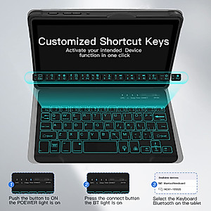 Backlit Keyboard Case for Samsung Galaxy Tab A7 Lite 8.7inch 2021, Case with Keyboard for A7 Lite SM-T220/T225/T227, Detachable Bluetooth Tablet Keyboard, Travel and Mobile Office Friendly Black