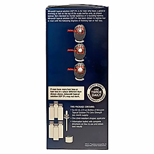 Kirkland Signature Minoxidil Hair Regrowth Solution for Men - 3 Month Supply,Package Includes Child-Resistant Dropper Applicator, Blue