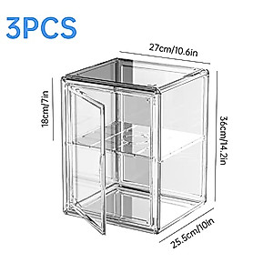 NiHome Clear PET Plastic Purse Handbag Display Case Magnetic Door Storage Organizers for Closet 3-Pack, Anti Dust Stackable Bag Container Boxes for Collectibles Wallets Cosmetics Books Toys (Large)