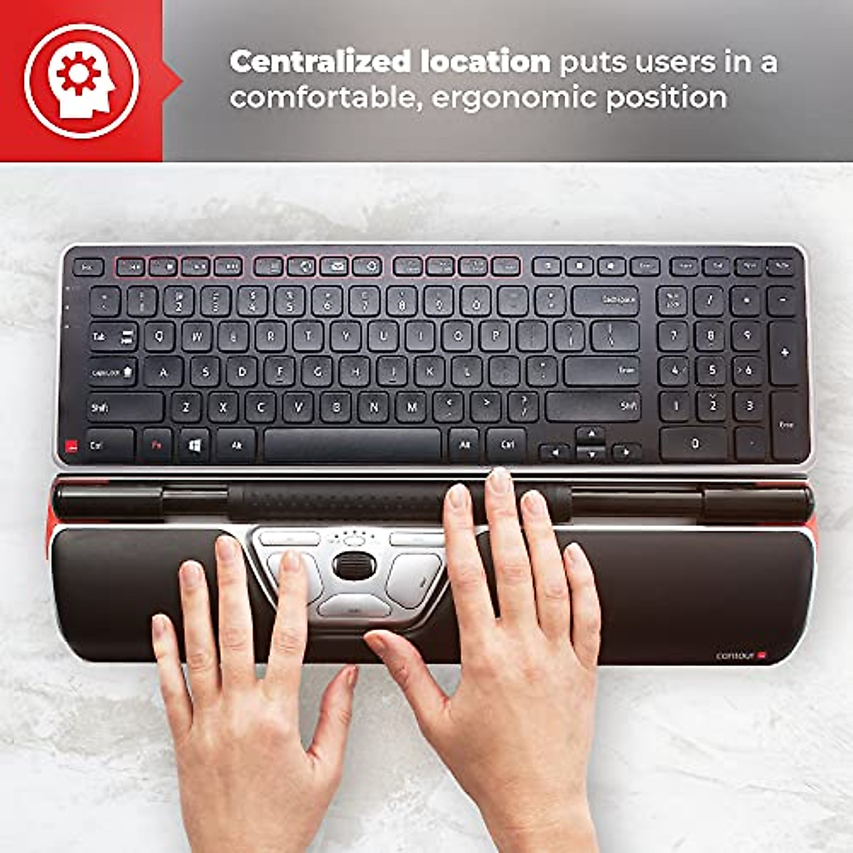 Contour Design RollerMouse Red Wireless - Wireless Ergonomic Mouse for Laptop and Desktop Computer Use - 2.4 GHz Ambidextrous Computer Mouse - Mac & PC Compatible