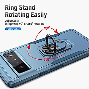 Fucozan for Google Pixel 6 Pro Case with Kickstand Armor Magnetic Ring Rugged Protective Military Grade Shockproof Case for Pixel 6 Pro Phone Case (Navy)