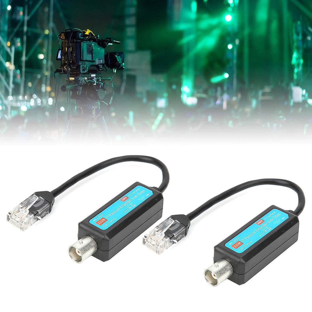 1 Pair Passive Ethernet Extender Over Coax IP Passive Extender Ethernet Over Coax Plug and Play Over for Web Camera