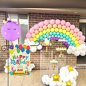 WATINC Happy Birthday Garden Flag Burlap Yard Signs Vertical Double Sided Readable Birthday Cake Banner House Flags Poster Party Decorations Supplies for Indoor Outdoor Lawn 12.4 x 18.2 Inch