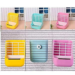 2 in 1 Food Hay Feeder for Guinea Pig, Rabbit, Indoor Hay Feeder for Guinea Piggies, Bunnies, Chinchilla, Feeder Bowls for Grass and Food, Pink