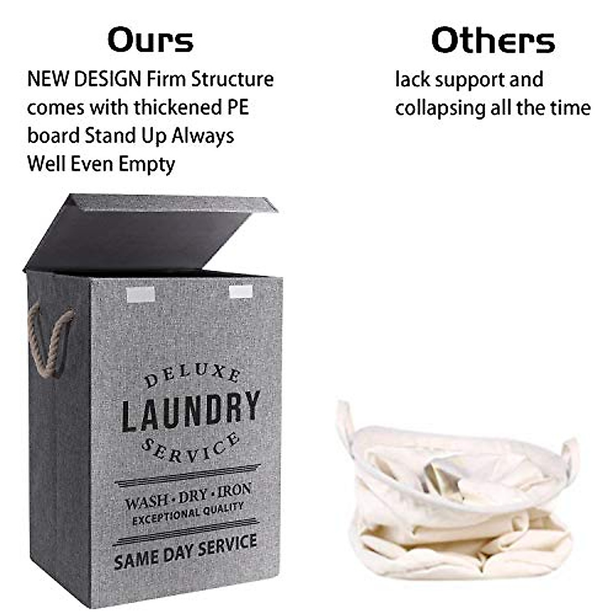 U Trip Laundry Basket with Lid, 85L Large Deluxe Laundry Baskets - Collapsible Foldable Laundry Hamper Big Storage Basket Bin for Clothes Washing Bedroom Organizer Toy Collection (Dark Grey)