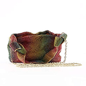 Harlotte Shiny Rhinestone Women Tote Handbag Shoulder Bag Fashion Handle Satchel Purse - Gold