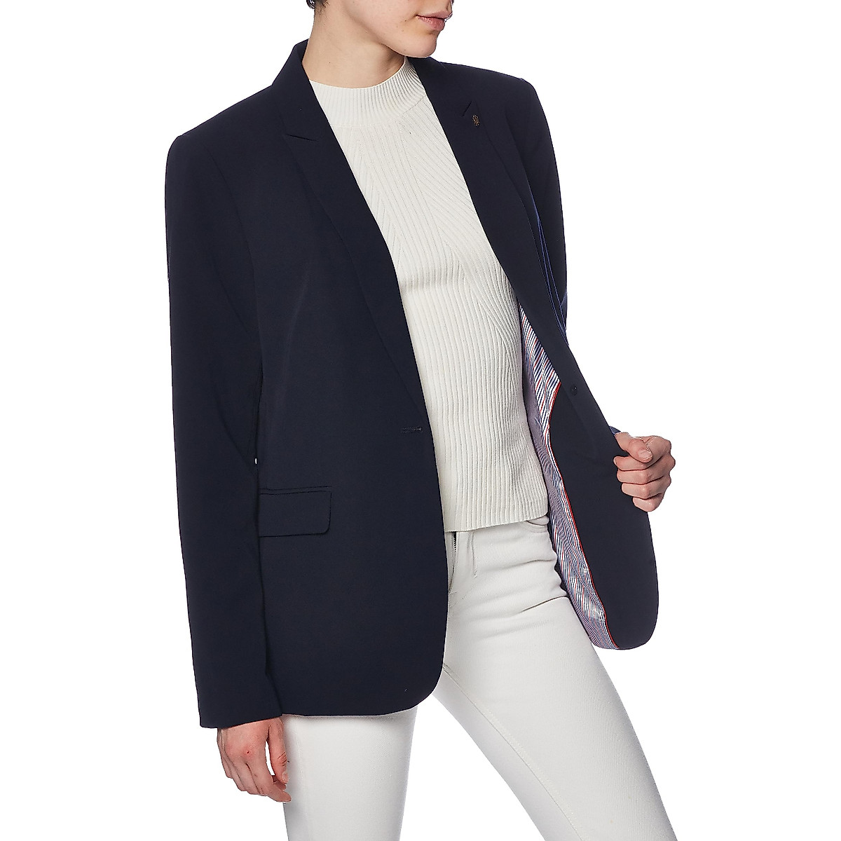Tommy Hilfiger Women's Blazer – Business Jacket with Flattering Fit and Single-Button Closure, Deep Midnight, 16