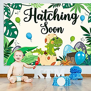 Hatching Soon Dinosaur Baby Shower Backdrop Banner Decor