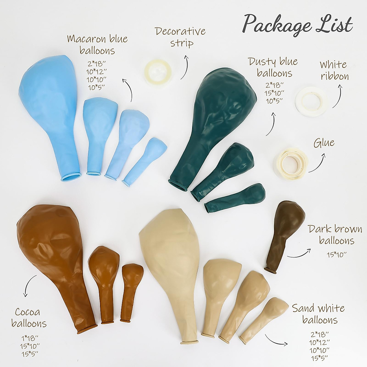 RUBFAC Blue Brown Balloon Garland Arch Kit, 142pcs Bear Baby Shower Decoration for Gender Reveal and Birthday Party Decoration, Jungle and Boho Theme Party Decoration