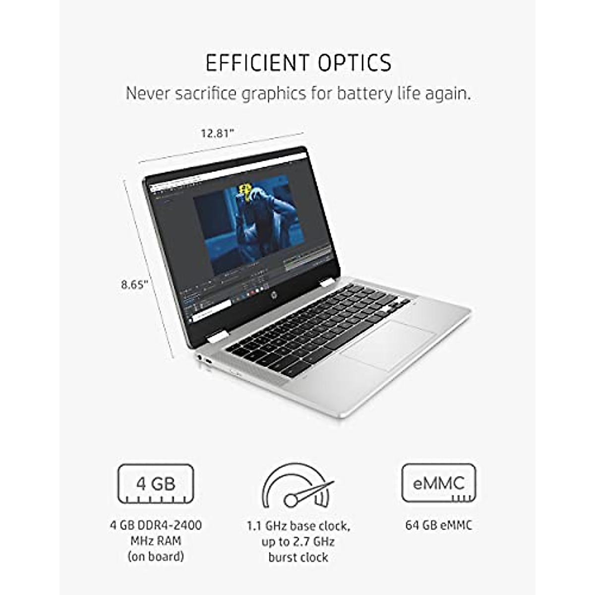 HP Chromebook x360 14a 2-in-1 Laptop, Intel Pentium Silver N5000 Processor, 4 GB RAM, 64 GB eMMC, 14" HD Display, Chrome OS with Webcam & Dual Mics, Work, Play, Long Battery Life (14a-ca0022nr, 2021)