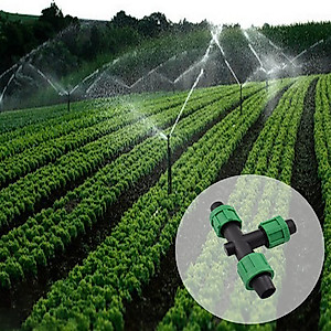 MARRTEUM Drip Irrigation Tee Fittings Universal Barbed Locking 3-Way Coupling Connectors for 16-17mm Drip Tape Tubing Sprinkler System [8PCS, Green]