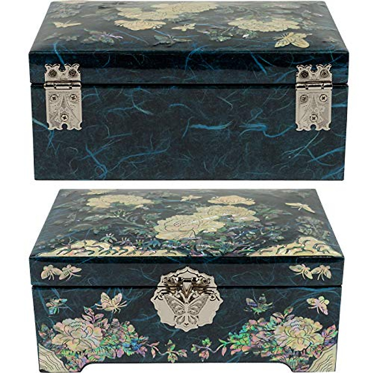 February Mountain Mother of Pearl Jewelry Organizer Box with Ring Tray - Gifts for Women Unique gift for women who have everything