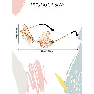 7 Pieces Dragonfly Sunglasses Fairy Glasses Butterfly Glasses Rimless Sunglasses for Women Men
