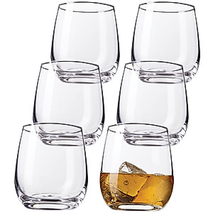 Kitchen Lux 12oz Drinking Glass Tumbler – Set of 12 – Premium Clear Glasses For Wine, Shots, Cocktails, Scotch and All Purpose Drinking Cups – Elegant Stemless Design – Dishwasher Safe