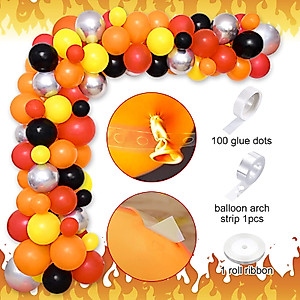 Winrayk Fire Truck Birthday Party Decorations Supplies for Boys Kids Teen, Fire Balloon Arch & Backdrop Tablecloth Fire Truck Flame Star Foil Balloon Fireman Firefighter Firetruck Birthday Decorations