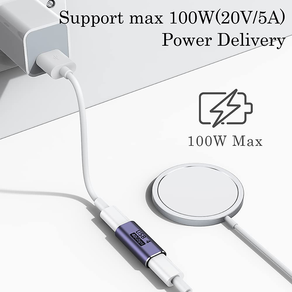 AuviPal USB C Coupler (2 Pack), USB Type C Female to Female Adapter Extender Compatible with Thunderbolt 4/3 Support up to 40Gbps Data Transfer, 100W Power Delivery and 8K@60Hz Video Pass Through