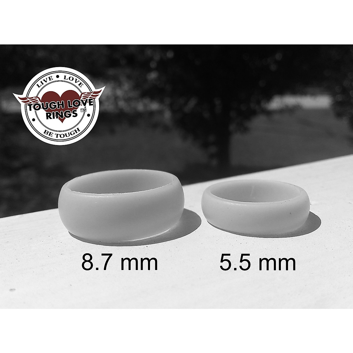 Tough Love Rings - Striped Black/Blue - Thick Band - Size 11