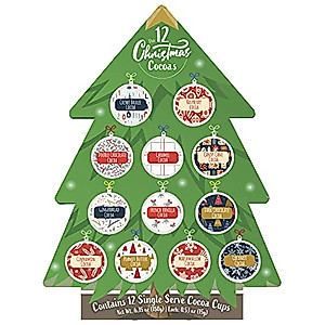 Christmas Cocoa Gift 12 Single Serve Keurig Compatible K CUPS Hot Chocolate Pods Advent Calendar For Adults or Kids Assortment- Holiday Cocoa Gift Box Set - Best Xmas Present Idea/Stocking Stuffer (Hot Chocolate)